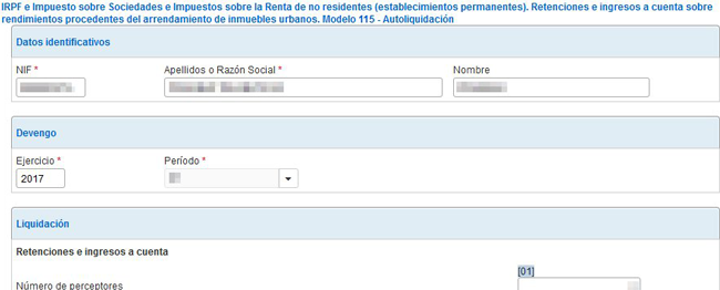 Como rellenar el modelo 115 - Instrucciones