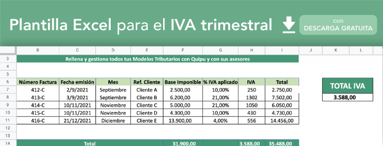 Plantilla Excel para el IVA trimestral [Descarga GRATIS]